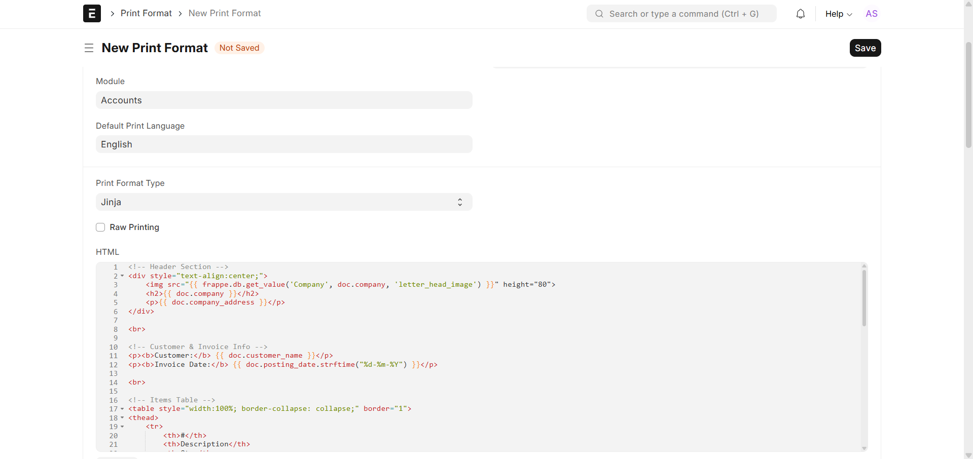 How to Customize Print Formats in ERPNext