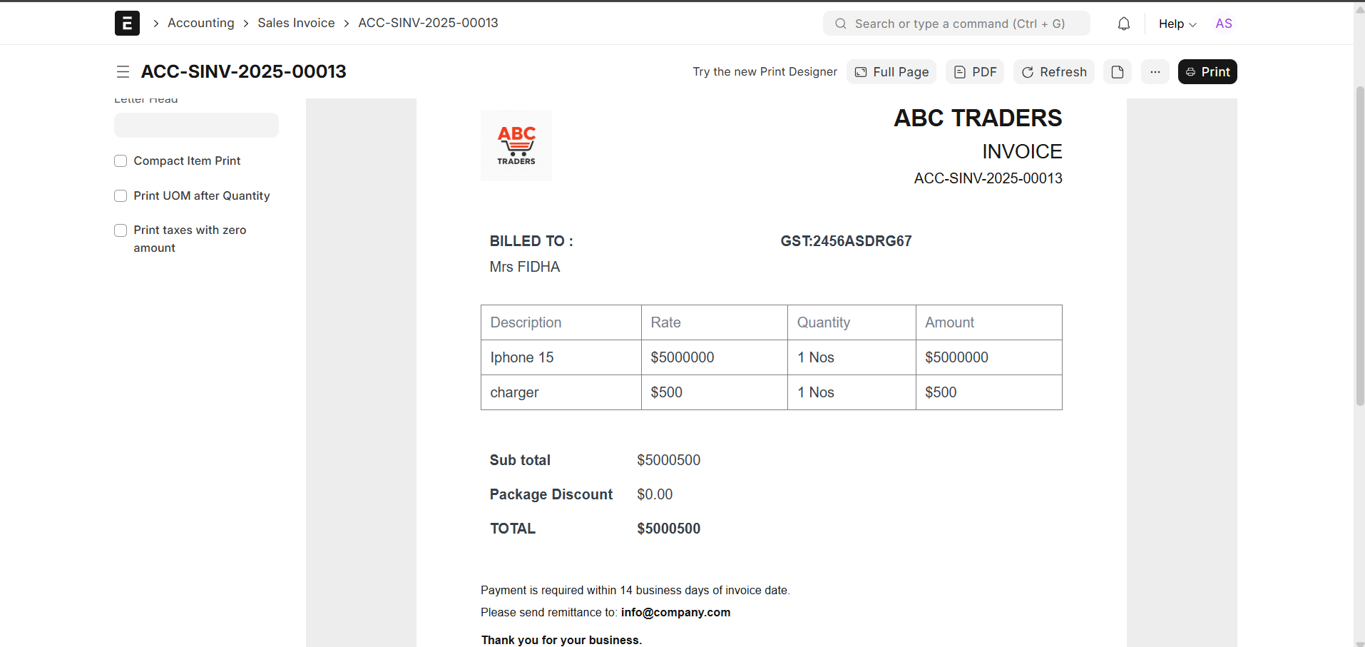 How to Customize Print Formats in ERPNext