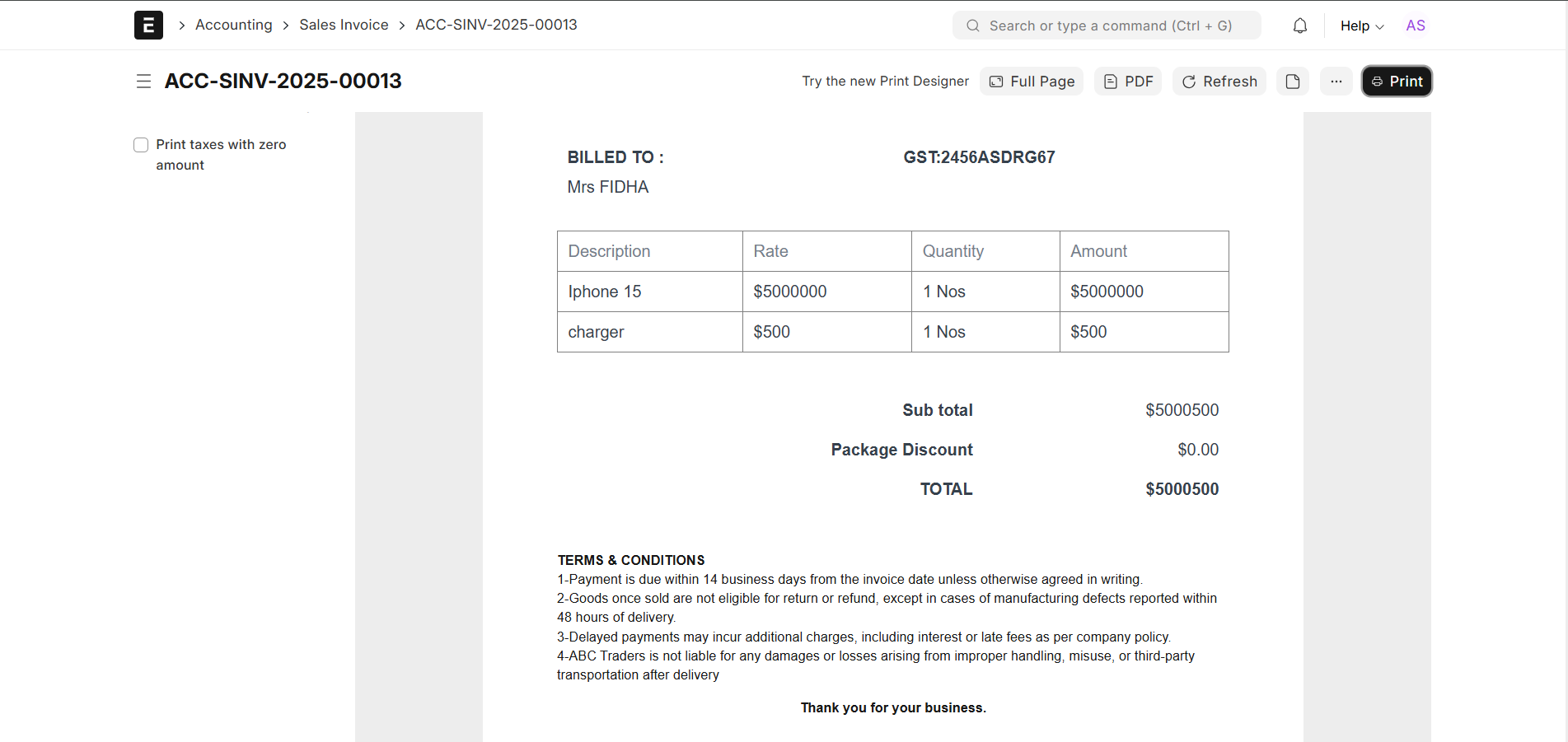 How to Customize Print Formats in ERPNext